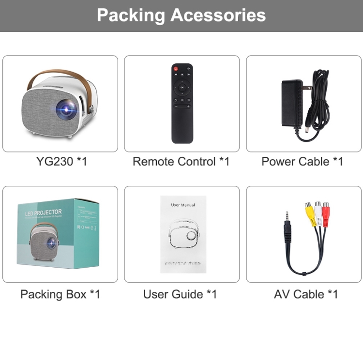 YG230 LED 1080P Mini Portable Projector Children Projector, Same Screen ...