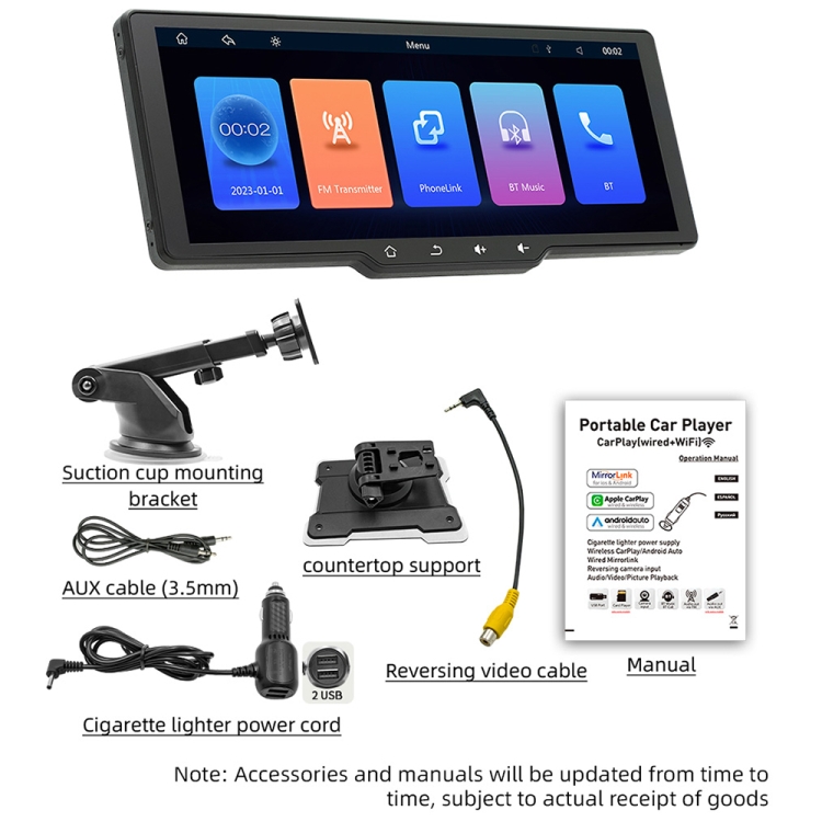 B5314 9.38 inch Portable Car MP5 Player Support CarPlay / Android Auto ...