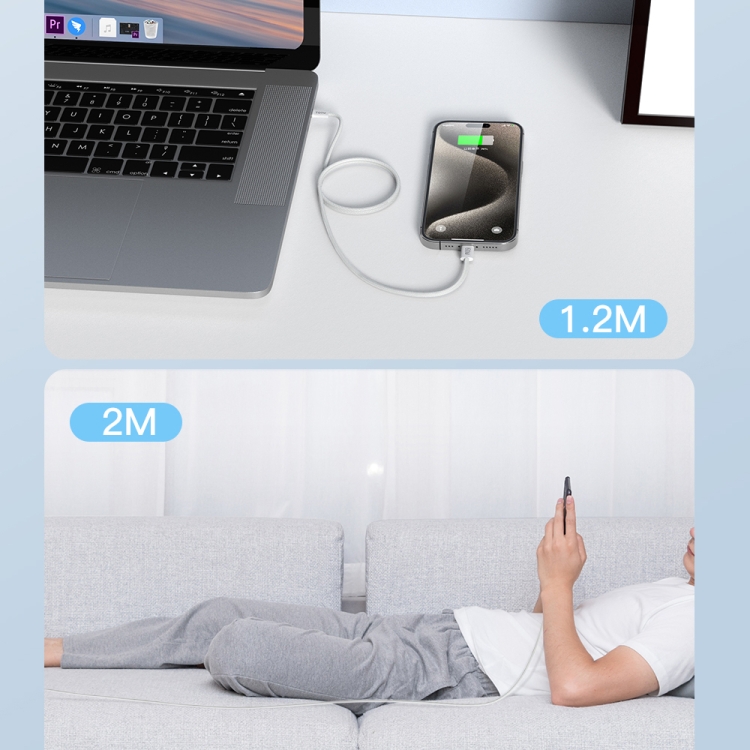 TOTU CB-10-CC 60W USB-C / Type-C - Type-C 실리콘 편조 데이터 케이블, 길이:1.2m(흰색)