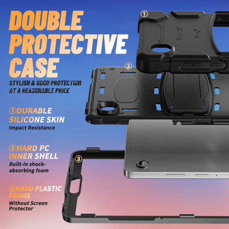 For Samsung Galaxy Tab A11+ PC Hybrid Silicone Tablet Case with Holder ...