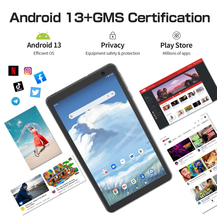 Pritom B8 WiFi Tablet PC 8 pulgadas, 4GB + 64GB, Android 13 Allwinner ...