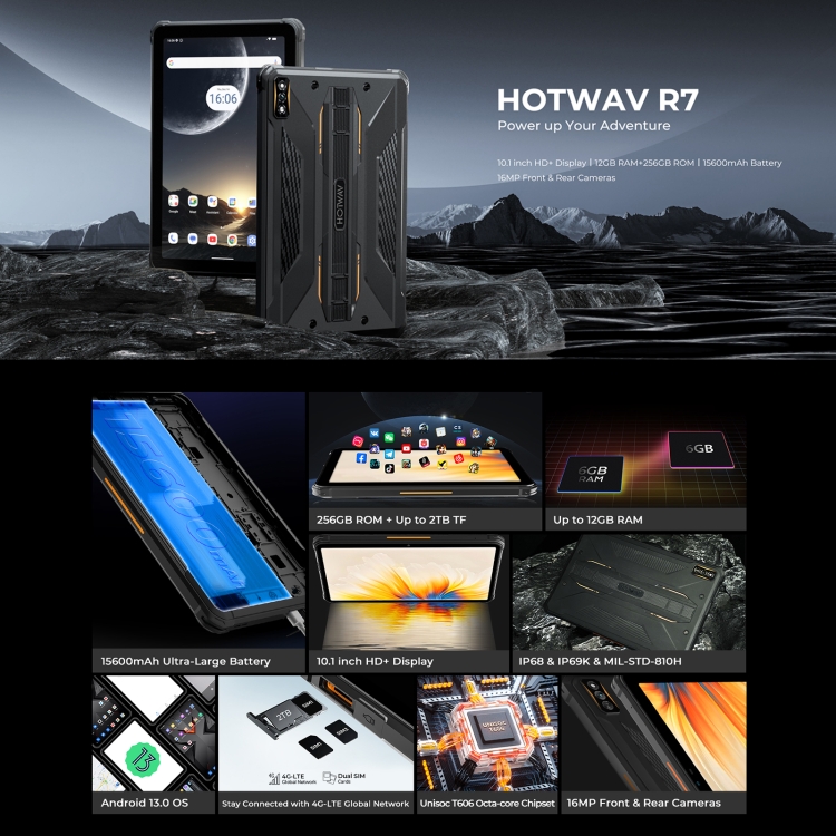 [HK Warehouse] Tablet robusto HOTWAV Tab R7, 6 GB + 256 GB, 10,1 ...