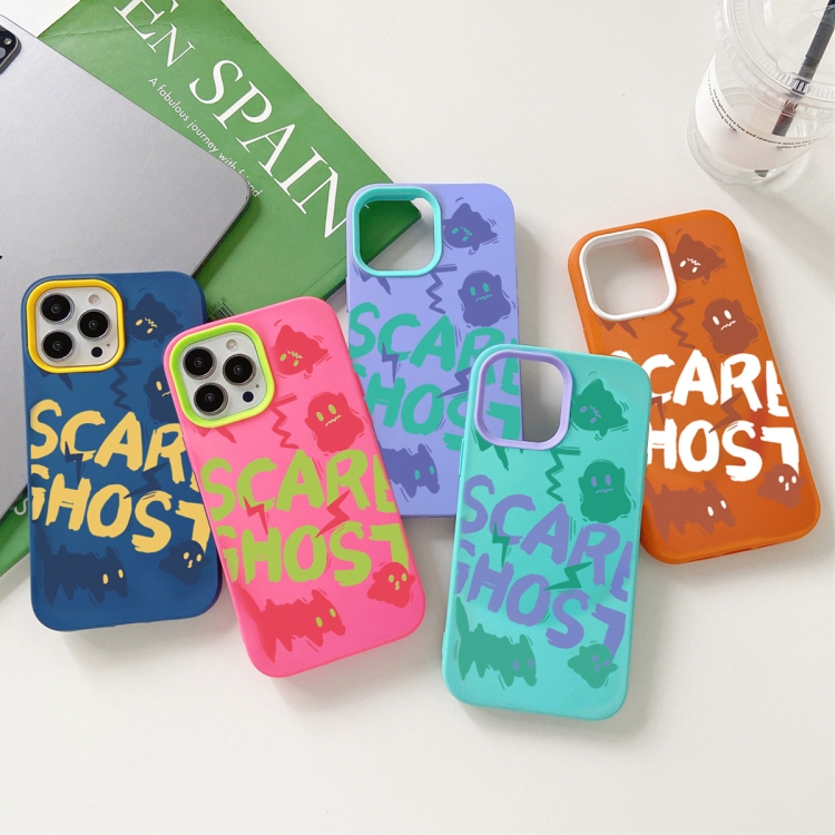 สำหรับ iPhone 12/12 Pro Scared Ghost PC เคสโทรศัพท์ TPU แบบไฮบริด (สีดำ)