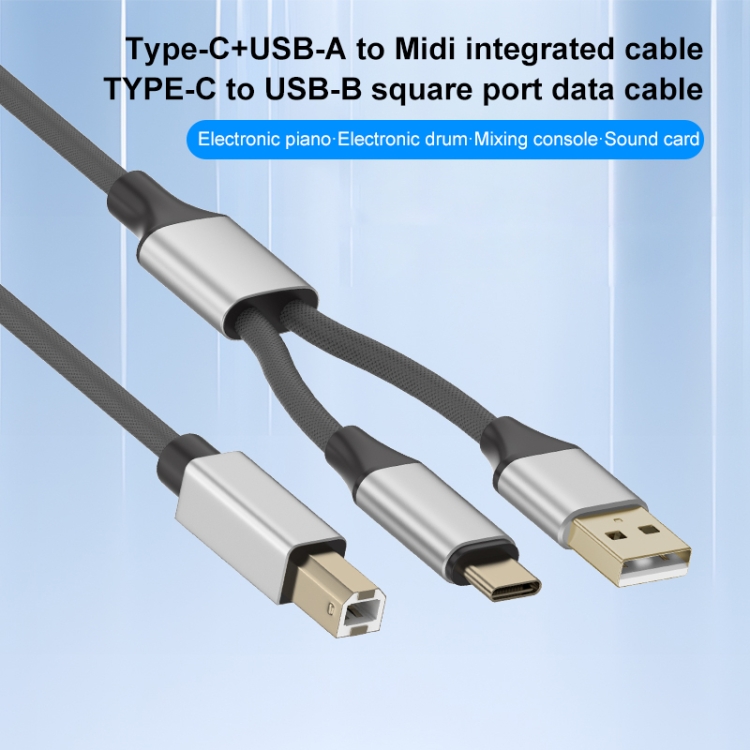 2 in 1 Type-C and USB-A to USB-B MIDI Instruments Printer Cable, Length ...