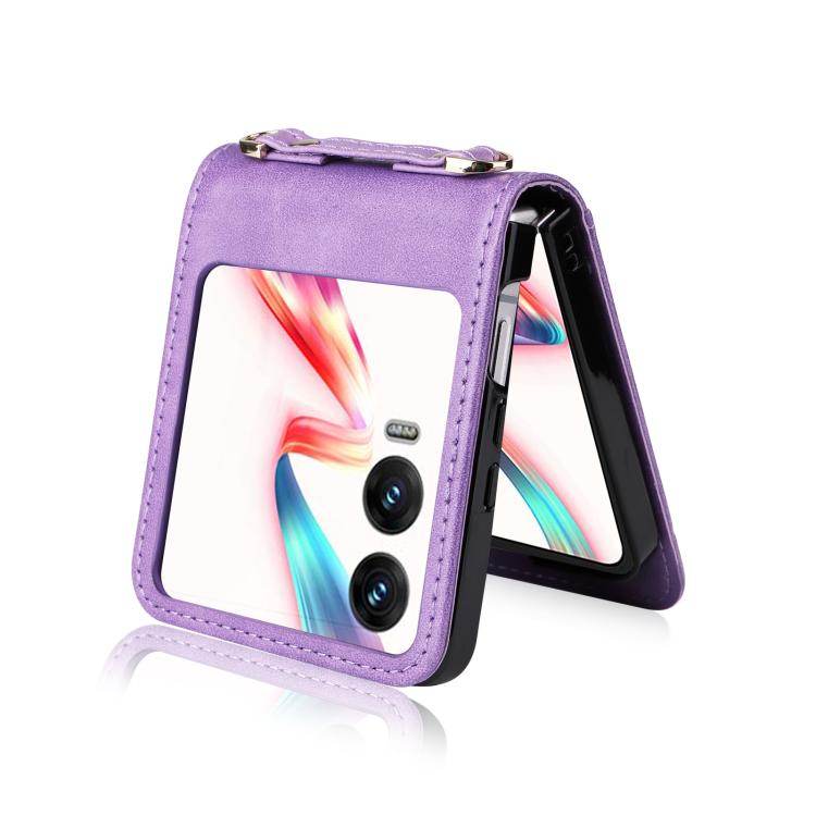 For Infinix Zero Flip Crossbody Card Bag PU Folding Phone Case(Purple)