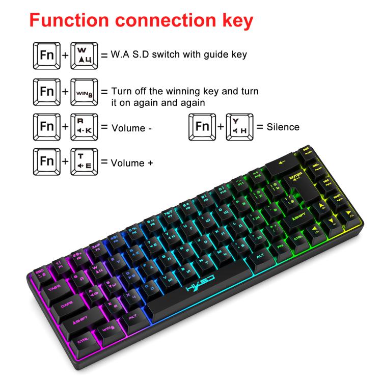 HXSJ V200 Russian Version Wired RGB Backlit Mechanical Keyboard 68 Key ...