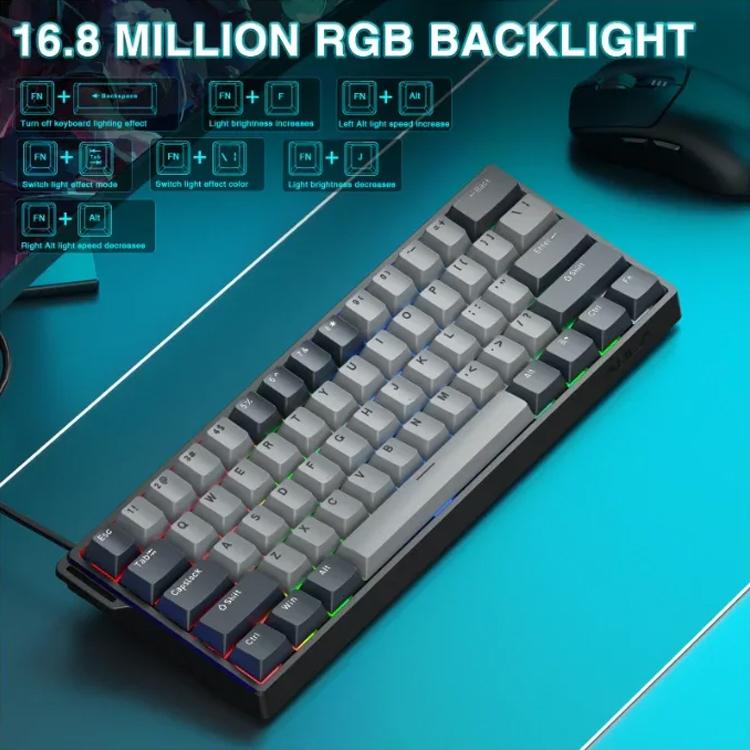 AULA WIN60HE Pro Edition 60 Keys RGB Wired Keyboard(Dark Grey Light ...