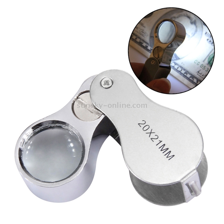 Mini Portable Foldable Loupe Metal Jewellery Antique Magnifier with LED ...