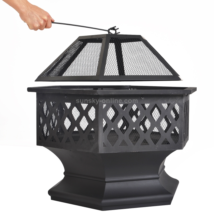 [EU Warehouse] Hexagonal Fire Pit with Grill Grate 3 in 1 Outdoor ...