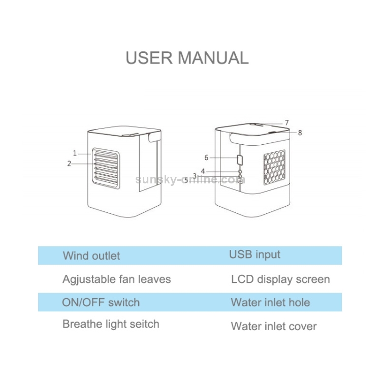Ac 01s 업그레이드 버전 2w Idi 휴대용 에너지 효율적인 증발 냉각 미니 에어컨 팬 공기 냉각기 정수기 3 개 속도 모드 및 Led 디스플레이 및 가정 사무실