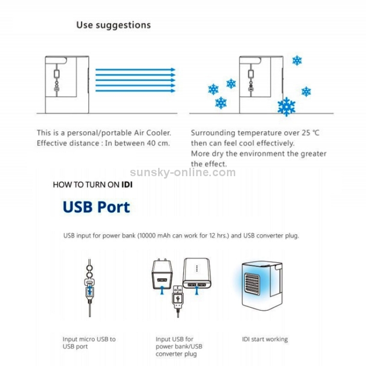 Ac 01s 업그레이드 버전 2w Idi 휴대용 에너지 효율적인 증발 냉각 미니 에어컨 팬 공기 냉각기 정수기 3 개 속도 모드 및 Led 디스플레이 및 가정 사무실