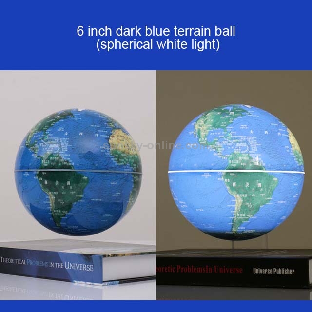 6 인치 이중 언어 진한 파란색 흰색 빛 자기 부상 글로브 책 모양 자료 사무실 공예 장식품 미국 플러그