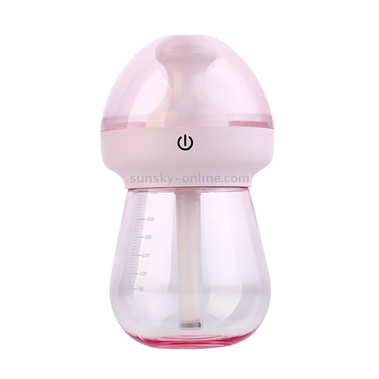 240ml 우유 젖병 모양 아로마 테라피 공기 청정기 가습기 Led 조명 포함 가정용 사무실 자동차 핑크