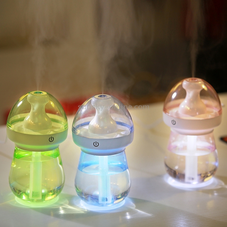 240ml 우유 젖병 모양 아로마 테라피 공기 청정기 가습기 Led 조명 포함 가정용 사무실 자동차 녹색