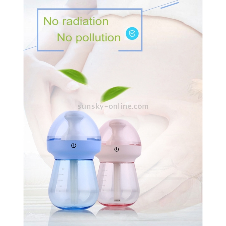240ml 우유 젖병 모양 아로마 테라피 공기 청정기 가습기 Led 조명 포함 가정용 사무실 자동차 파란색