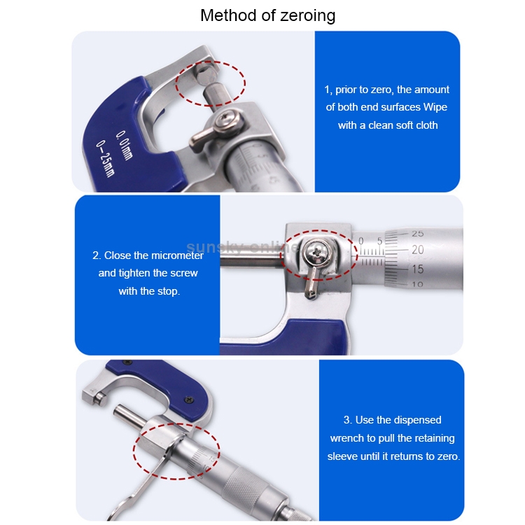 Stainless Steel Screw Micrometer Outer Diameter Micrometer 0-25mm