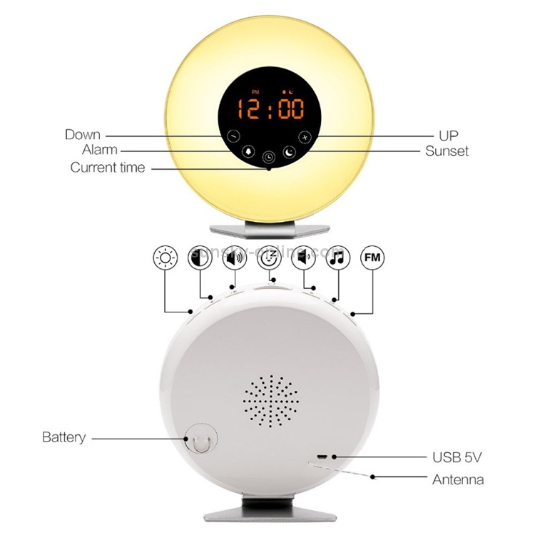 Multi-function Led Touch Intelligent Wake-up Light Alarm Clock with FM ...