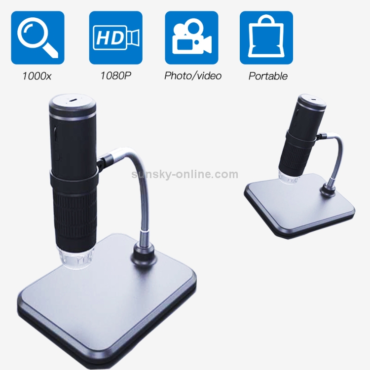 F210 HD 1080P WIFI 1000X Magnification Digital Microscope with 8 LED Light