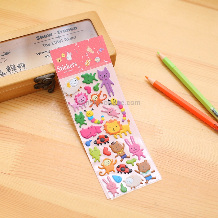 2 Pcs 토끼 사자 패턴 크리 에이 티브 만화 어린이 Diy 앨범 일기 장식 스테레오 버블 스티커