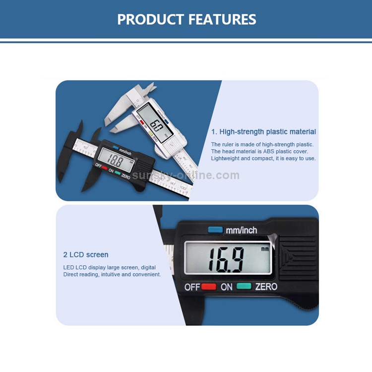 Plastic Fiber Digital Display Vernier Caliper, Measure Range: 100mm (4 ...