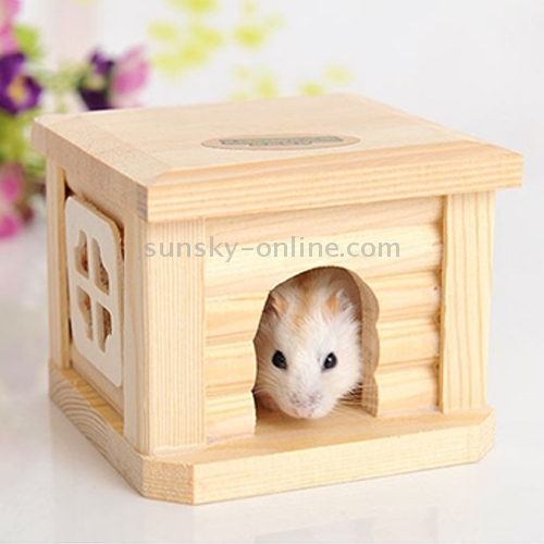 Pet Flat Roof Wooden House Hut Pets Cage for Small Animal Rabbit Hamster