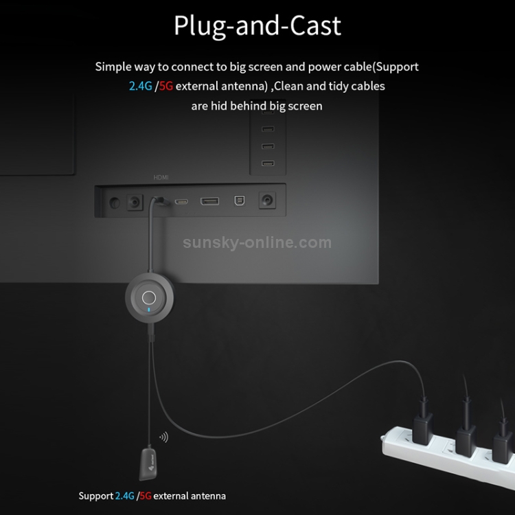 AnyCast R8 2.4G 무선 WiFi 디스플레이 동글 수신기 1080P HDMI TV 스틱 for Google Chromecast