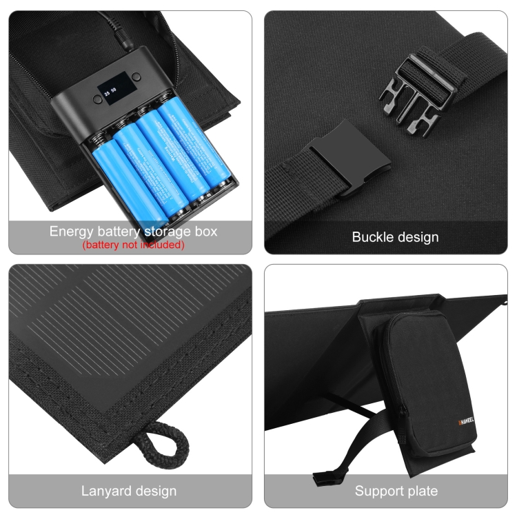 HAWEEL 24W 4 Panels Foldable Solar Panel Charger Bag with 5V / 3.1A Max ...