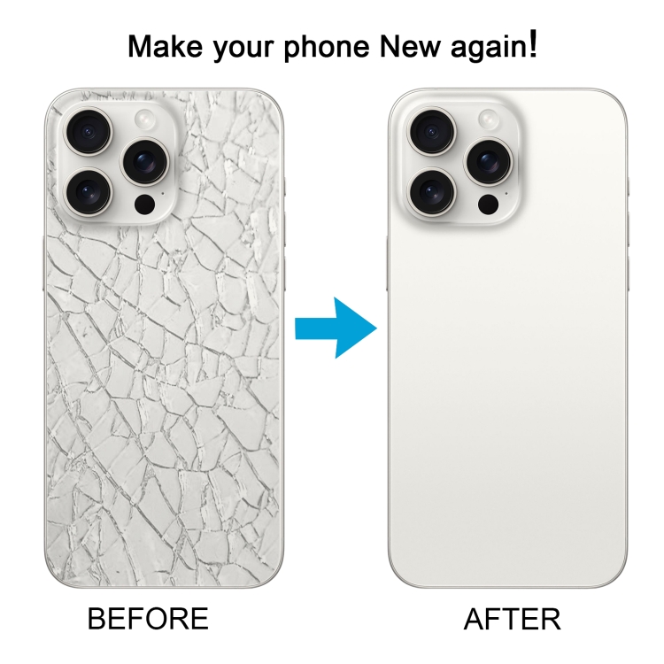 Iphone 15 Pro용 유리 배터리 뒷면 커버 카메라 렌즈 커버 포함 흰색