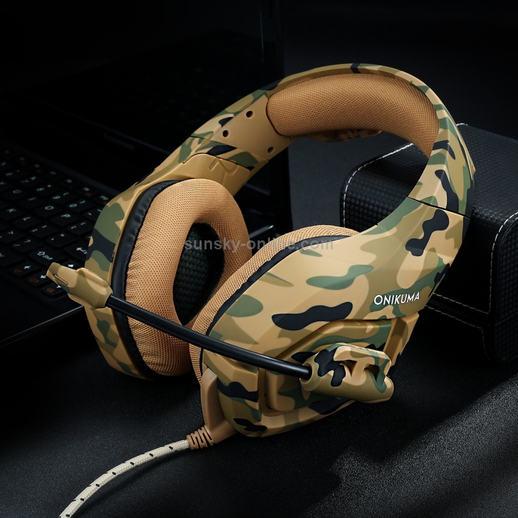ONIKUMA K1 B Deep Bass Noise Cancelling Camouflage Gaming Kopfhorer mit Mikrofon gelb