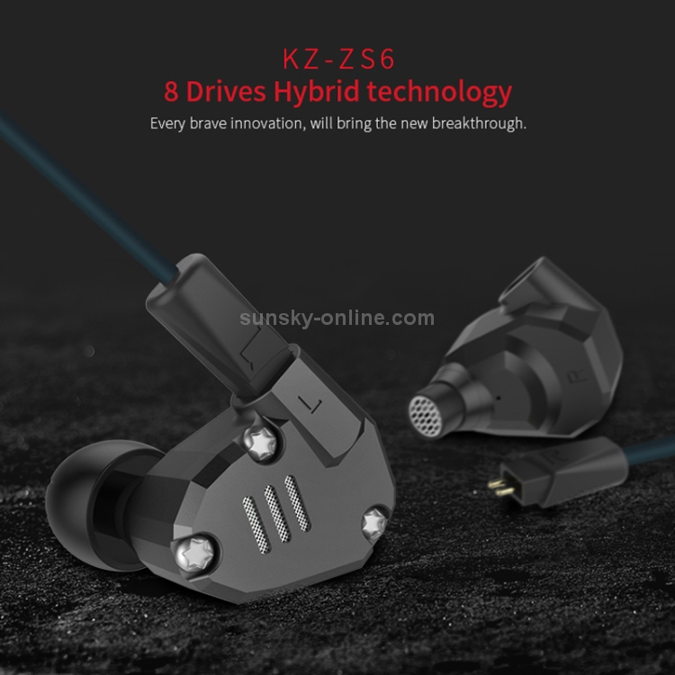 KZ ZS6 แปดหน่วยวงกลมเหล็กอลูมิเนียมอัลลอยด์หูฟังชนิดใส่ในหูไฮไฟไม่มี ...