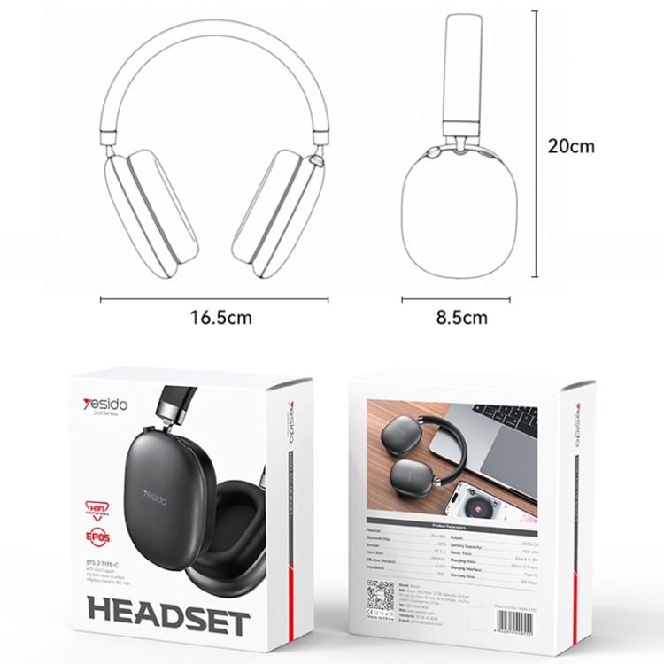Yesido EP05 Over-Ear Noise Reduction Bluetooth Headset