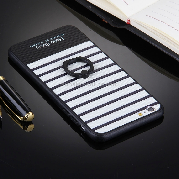 For iPhone 6 & 6s Embossed Black Narrow Stripes Pattern TPU Bumper ...