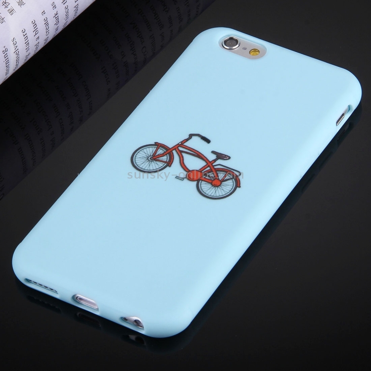 For iPhone 6 & 6s Bicycle Relief Pattern Blue Color Soft TPU Protective ...