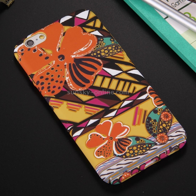 For iPhone 6 & 6s National Style Flower Pattern PC Protective Case