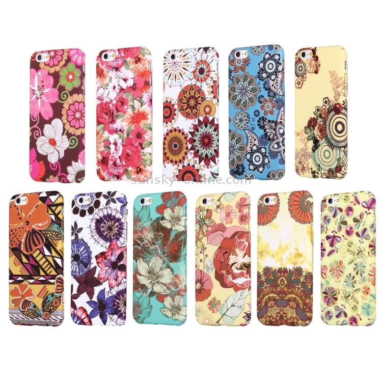 For iPhone 6 & 6s National Style Flower Pattern PC Protective Case