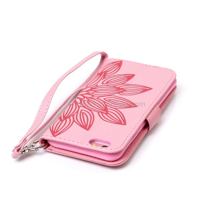 For iPhone 6 & 6s Crazy Horse Texture Half Flower Printing Horizontal ...