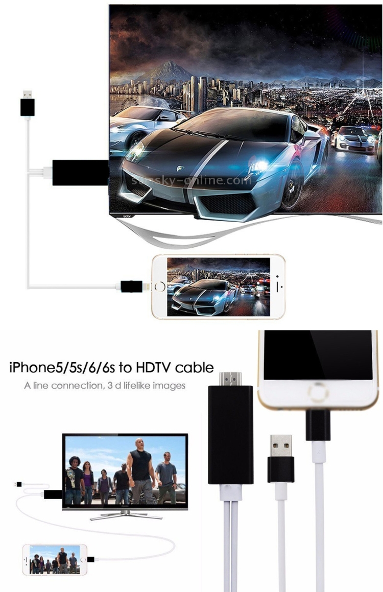 CA01i 2m 8 Pin to HDMI 1.4 HDTV AV Adapter Cable with USB Charging ...