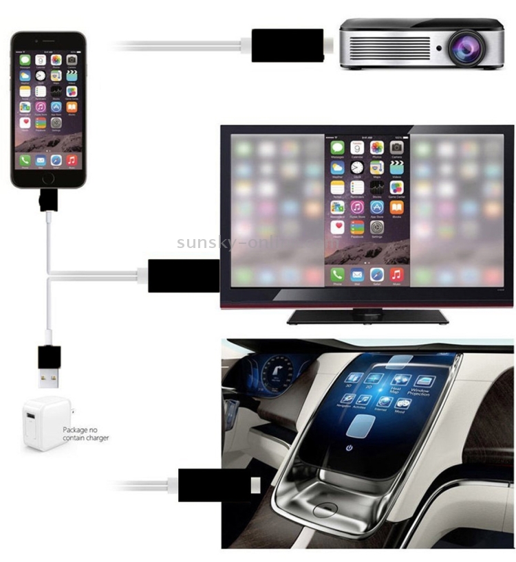 CA01i 2m 8 Pin to HDMI 1.4 HDTV AV Adapter Cable with USB Charging ...