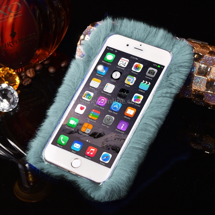 For iPhone 6 Plus & 6s Plus Genuine Rabbit Hair Diamond Encrusted ...