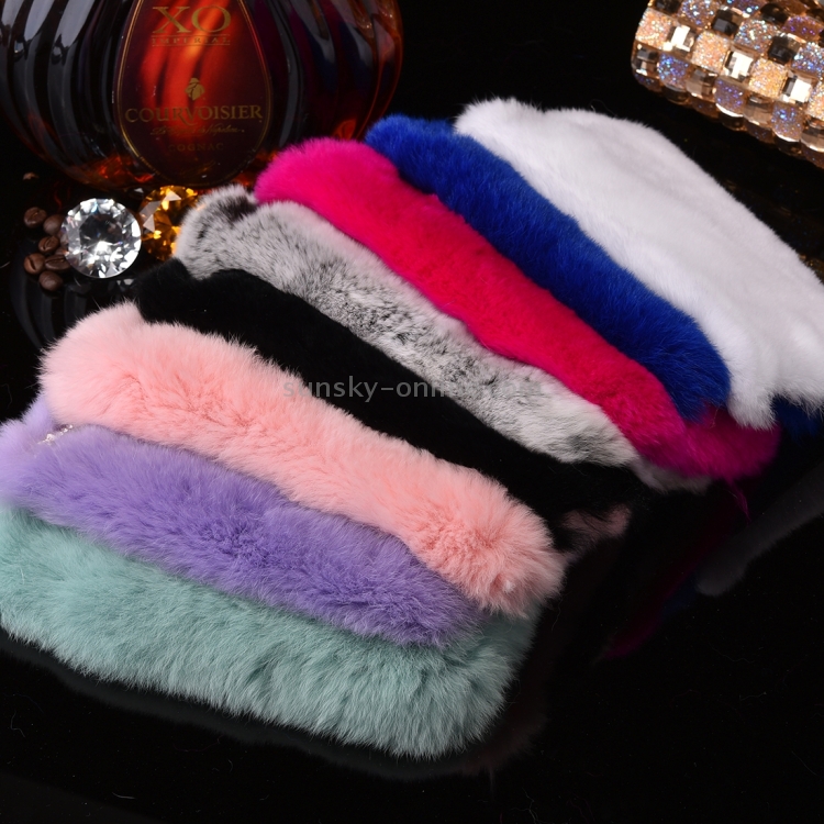 For iPhone 6 Plus & 6s Plus Genuine Rabbit Hair Diamond Encrusted ...