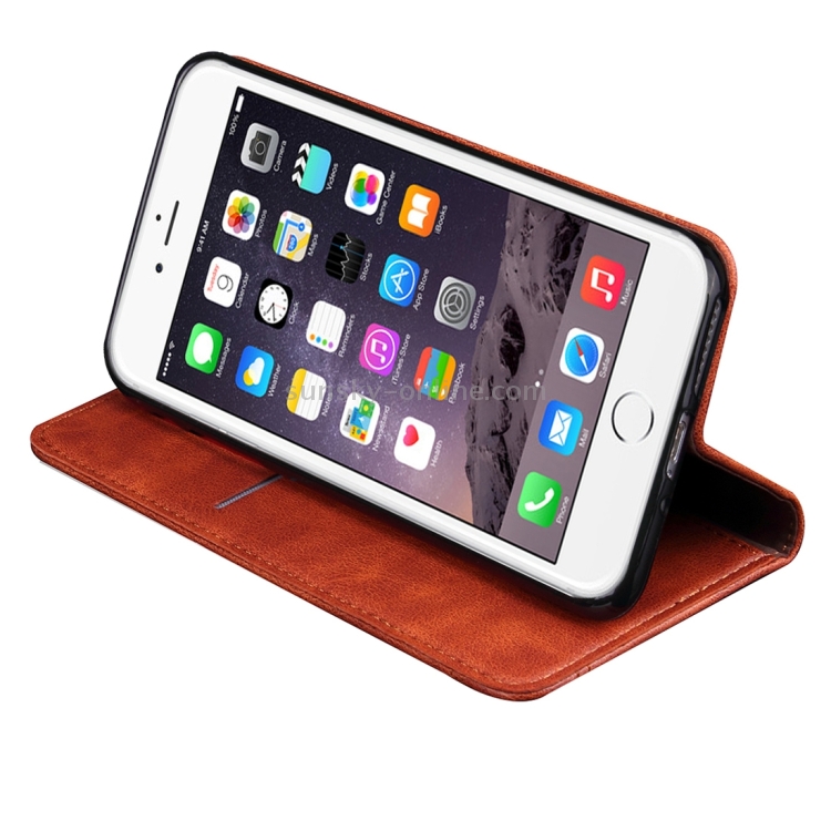 For iPhone 6 Plus & 6s Plus Retro Crazy Horse Texture Magnetic ...