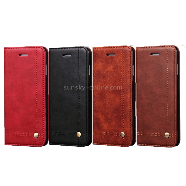 For iPhone 6 Plus & 6s Plus Retro Crazy Horse Texture Magnetic ...