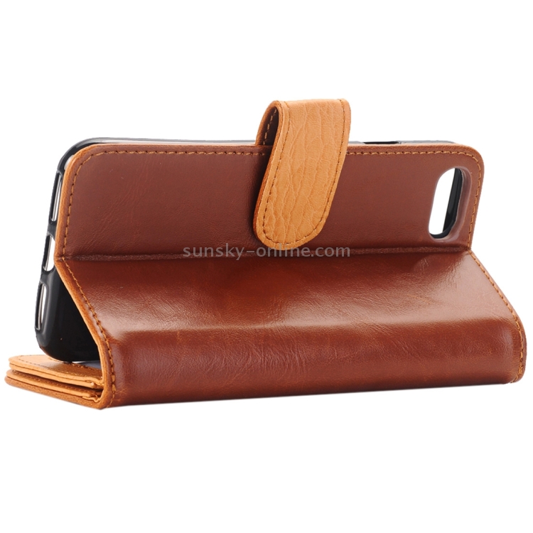 For iPhone 8 & 7 Wallet Style Crazy Horse Texture Horizontal Flip ...