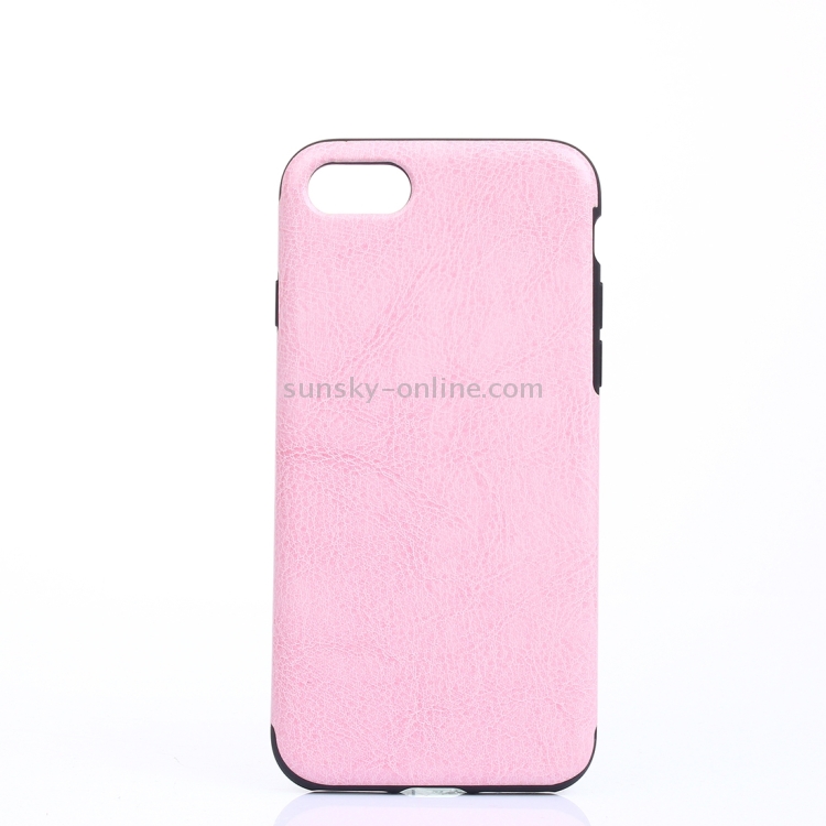 For iPhone 8 & 7 Crazy Horse Texture Soft PU Protective Leather Case(Pink)