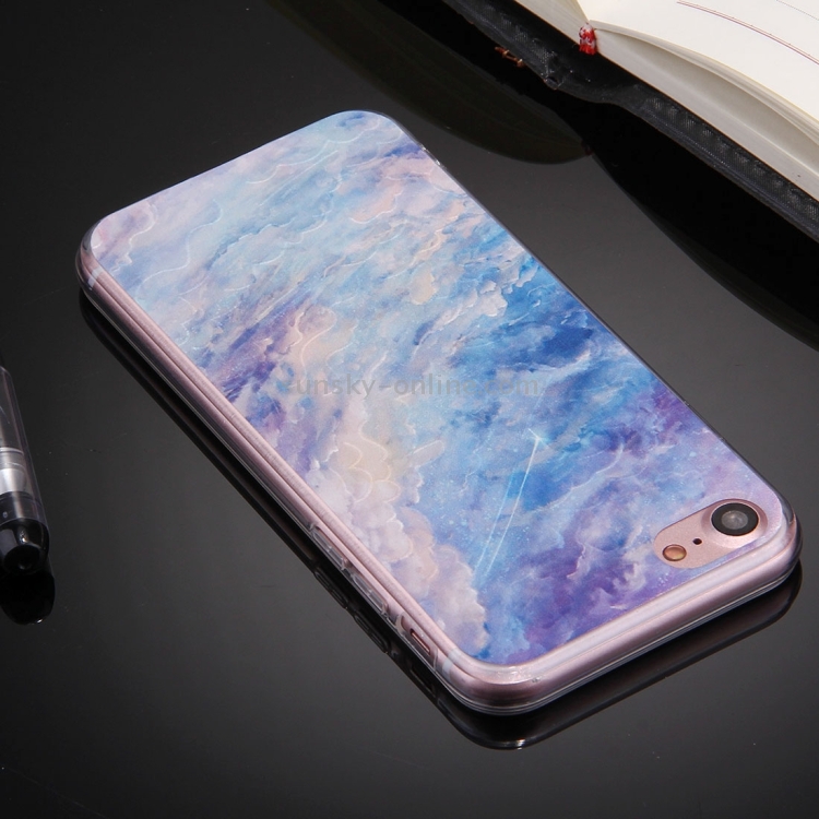 For iPhone 8 & 7 Embossed Blue Ocean Pattern Soft TPU Protective Cover Case