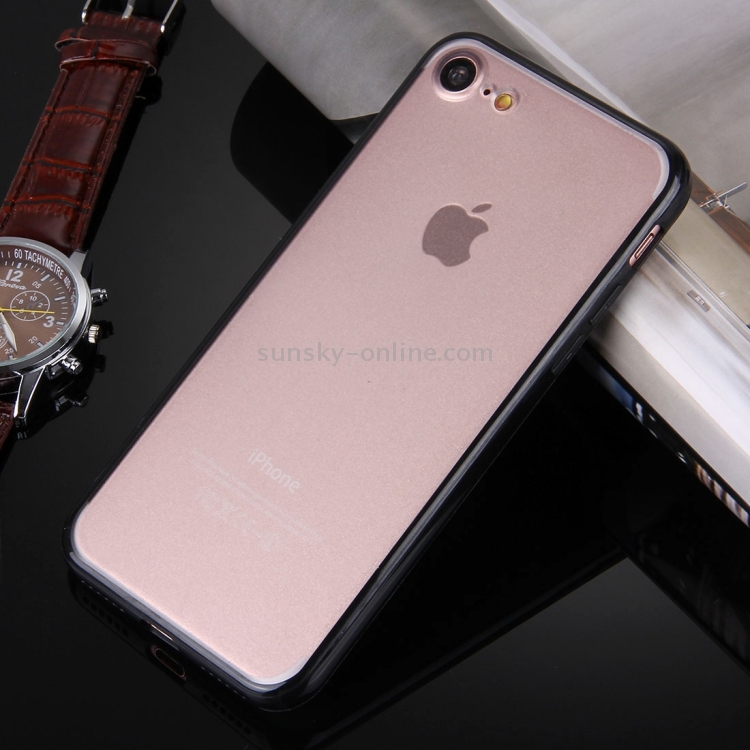 For iPhone 8 & 7 TPU + PC Transparent Protective Case(Black)