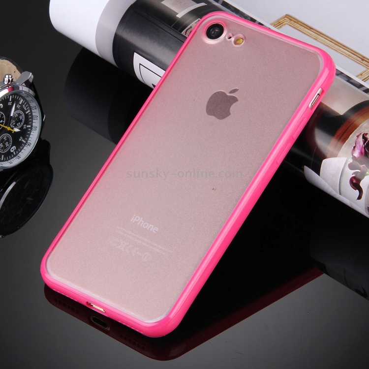 For iPhone 8 & 7 TPU + PC Transparent Protective Case(Magenta)