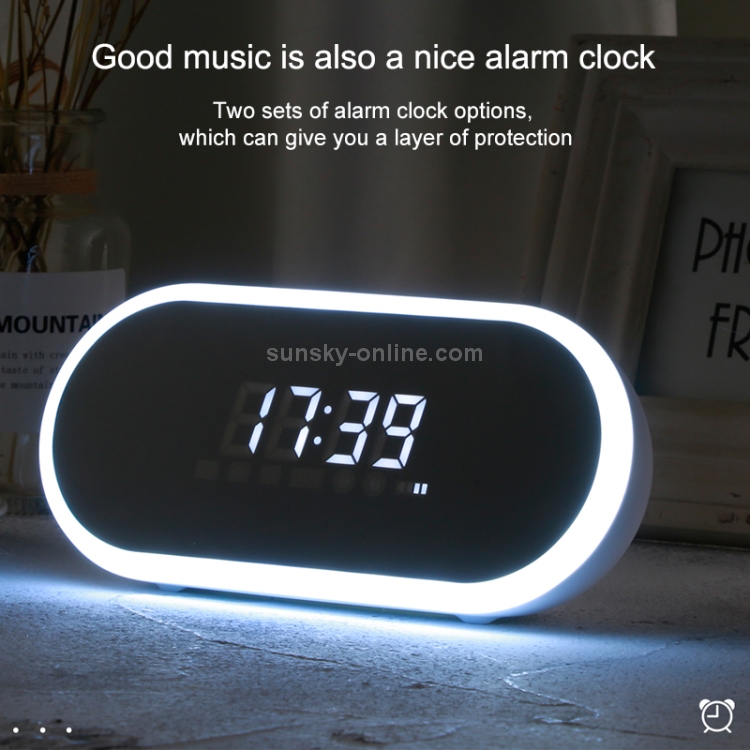 WK SP290 Portable Mirror Alarm Clock Bluetooth V4.2 Desktop Speaker (White)