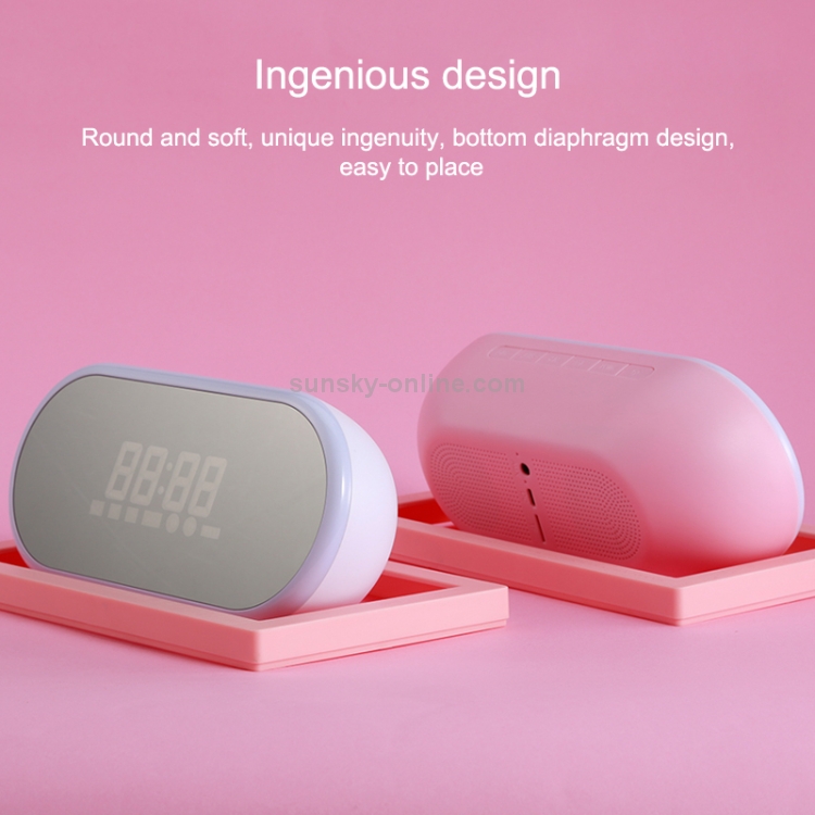 WK SP290 Portable Mirror Alarm Clock Bluetooth V4.2 Desktop Speaker (White)