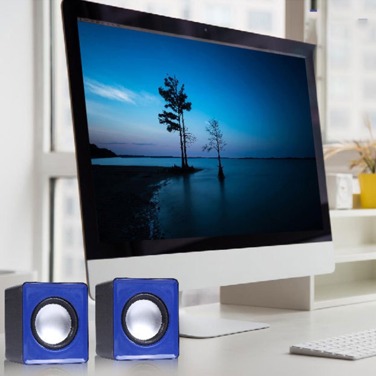 USB Mini Mobile Phone Computer Wired Speaker, Does Not Support Tuning(Blue)